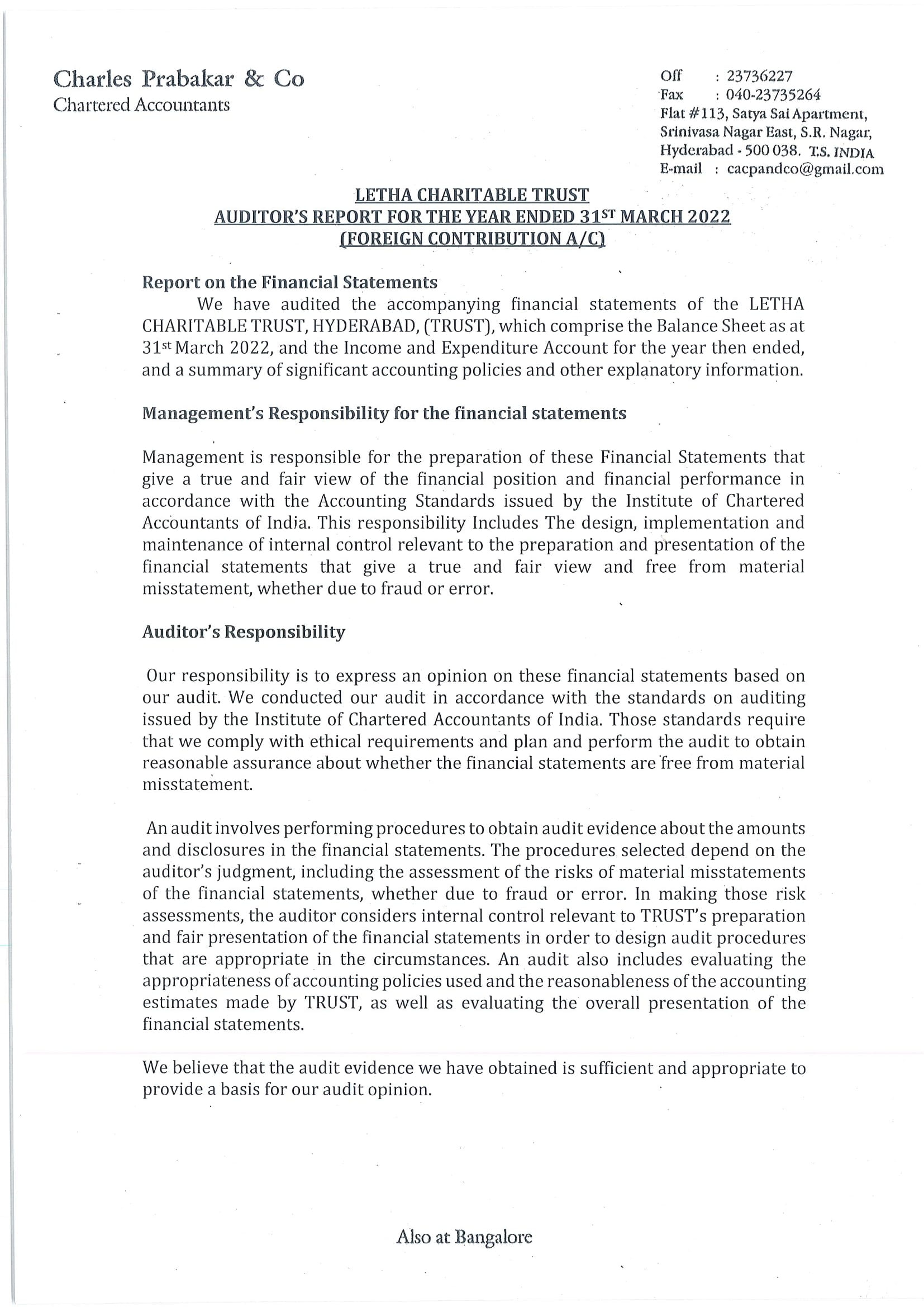 Audit Report 2021 – 2022 – LCT